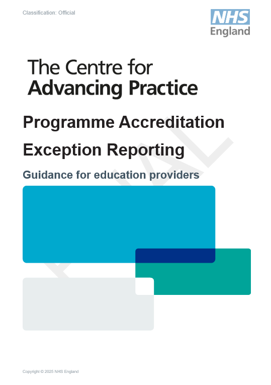 Exception Reporting: Guidance for Education Providers - Advanced Practice